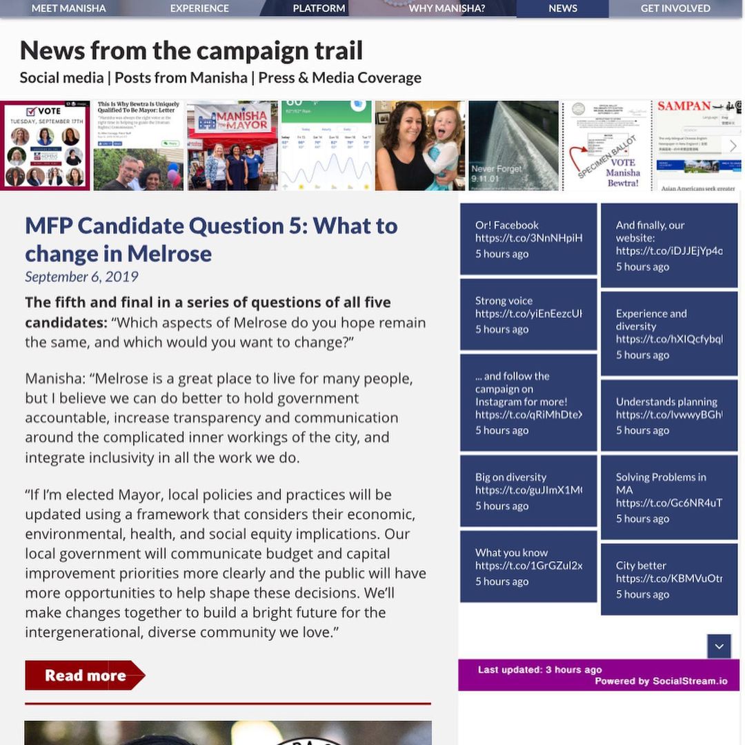 Mayoral Candidate Questions from the Melrose Free Press – Manisha ...